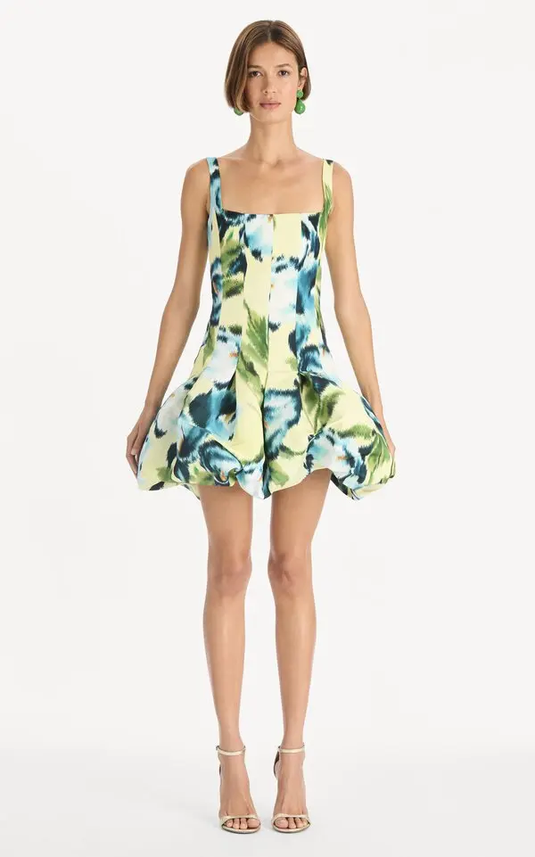 Oscar De La Renta Calla Lillies Chine Mini Dress