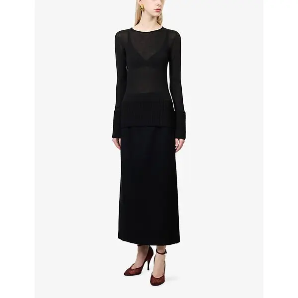 Alaïa High-rise Velvet Maxi Skirt