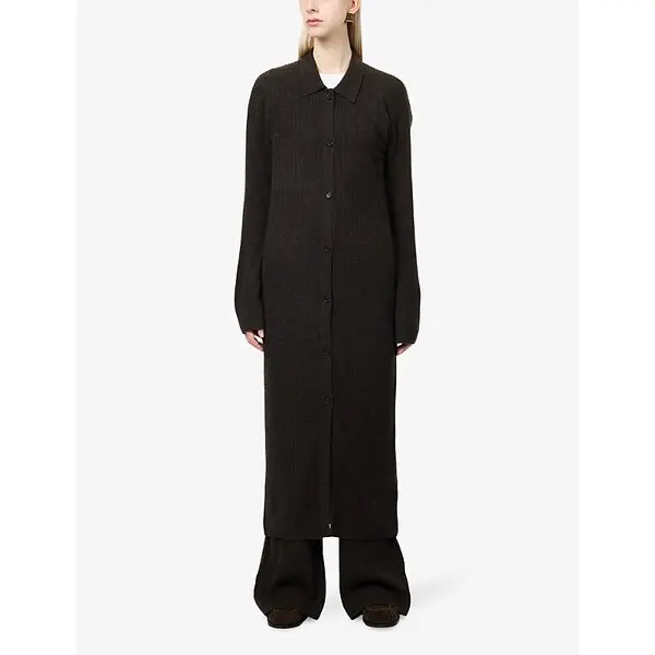 Le Kasha Ribbed Long Cashmere Knit Cardigan