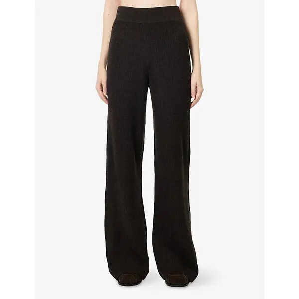 Le Kasha Ribbed Straight-leg Cashmere Knit Trousers