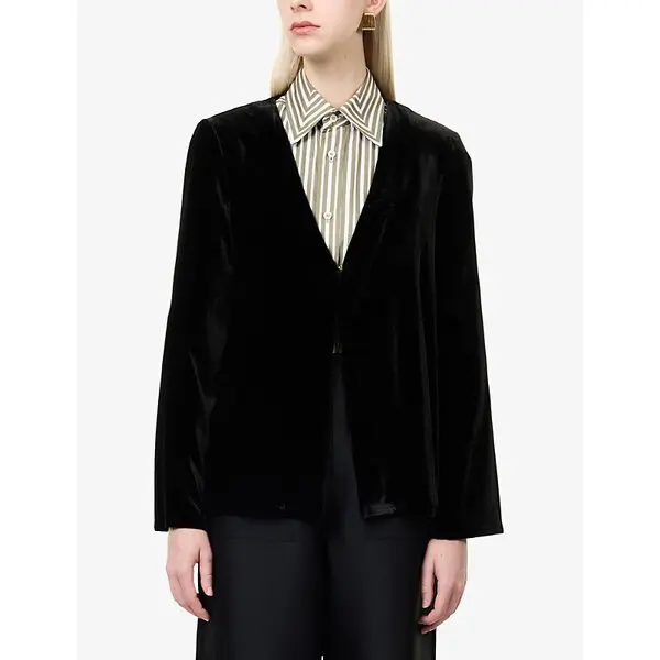 Le Kasha V-neck Long-sleeve Velvet Top