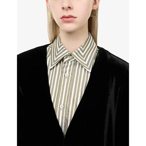 Le Kasha V-neck Long-sleeve Velvet Top