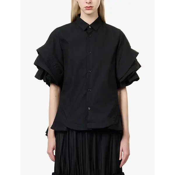 Noir Kei Ninomiya Ruffle Short-sleeve Cotton Shirt