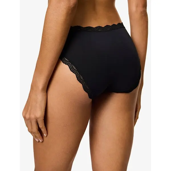 STRIPE & STARE Lace-trim Pack Of Four Stretch-jersey Briefs