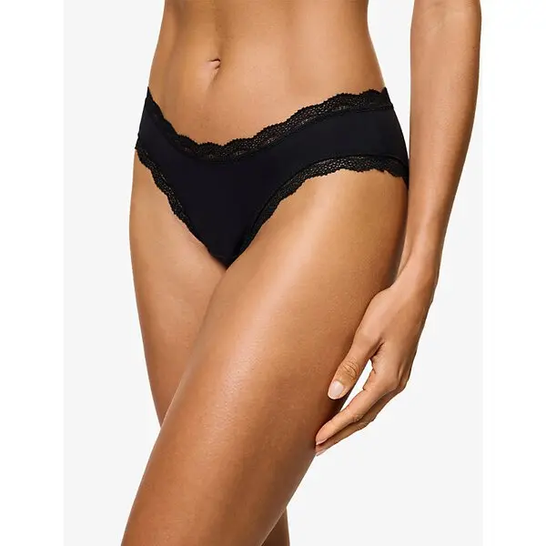 STRIPE & STARE Lace-trim Pack Of Four Stretch-jersey Briefs
