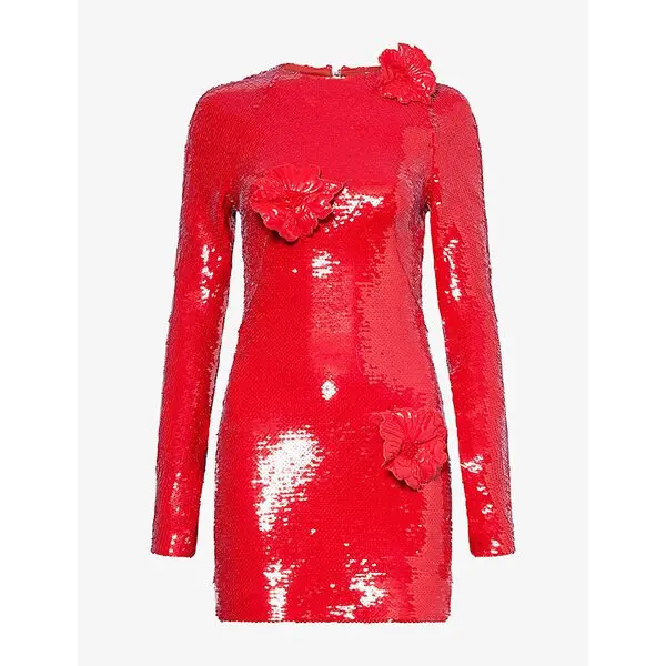 David Koma Flower Embroidered Sequin Mini Dress