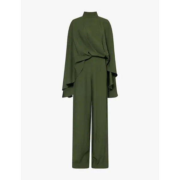 TALLER MARMO Eolia Draped Angel-sleeve Woven Jumpsuit