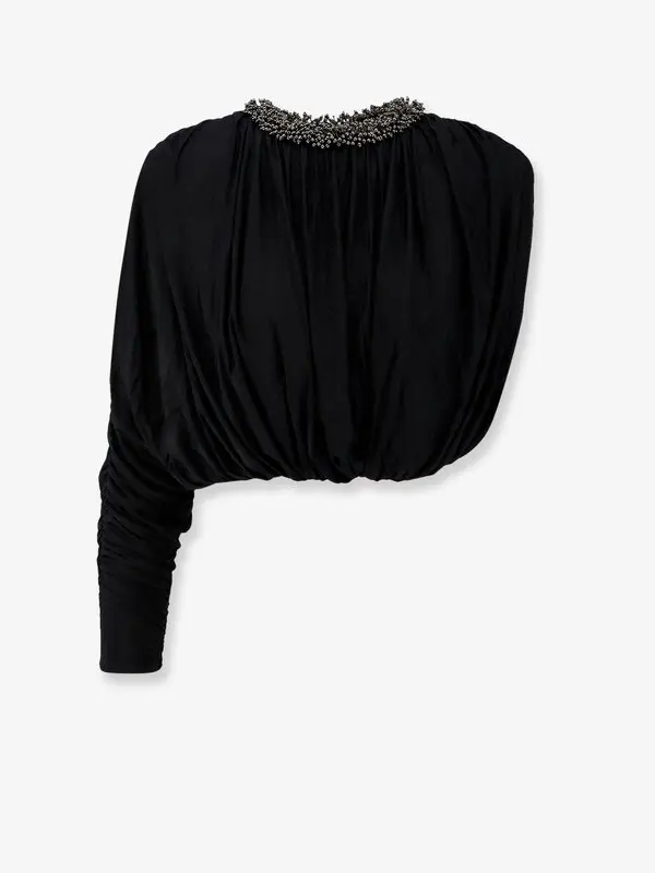 SELF-PORTRAIT Jerset Top With Asymmetric Sleeves - Black