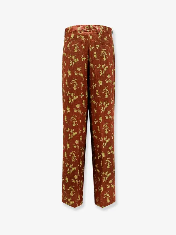 Dries Van Noten Viscose Blend Trousers With Floral Pattern