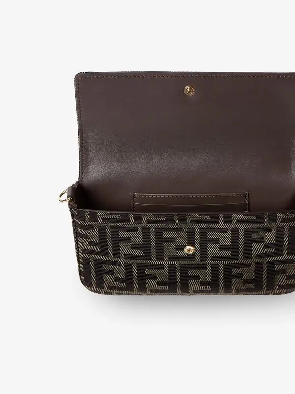 Fendi Wallet On Chain Tube Ff Zucca Fabric Crossbody Bag - Brown