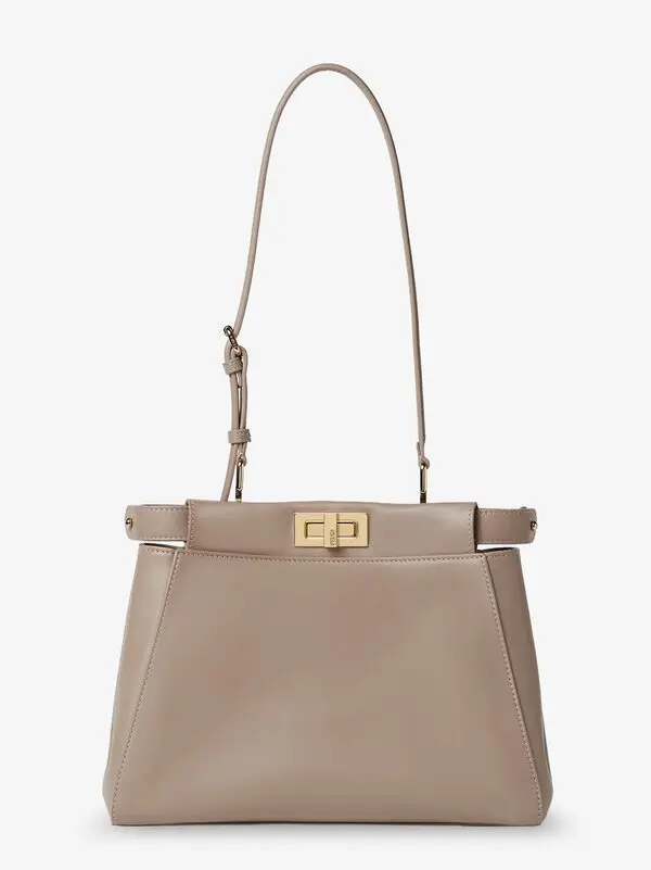 Fendi My Peekanno Small Leather Shoulder Bag - Beige