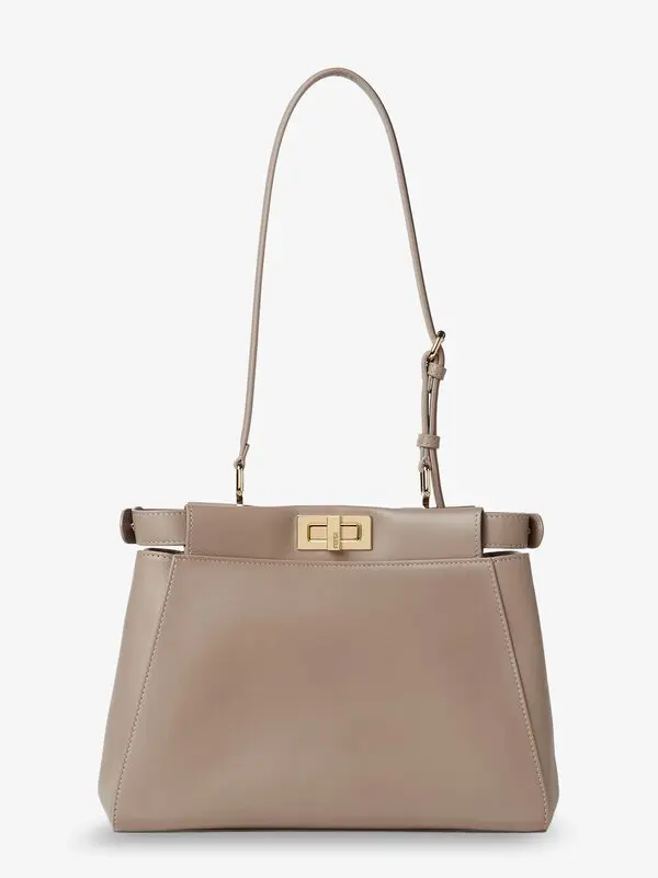Fendi My Peekanno Small Leather Shoulder Bag - Beige