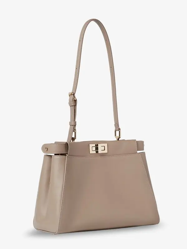 Fendi My Peekanno Small Leather Shoulder Bag - Beige