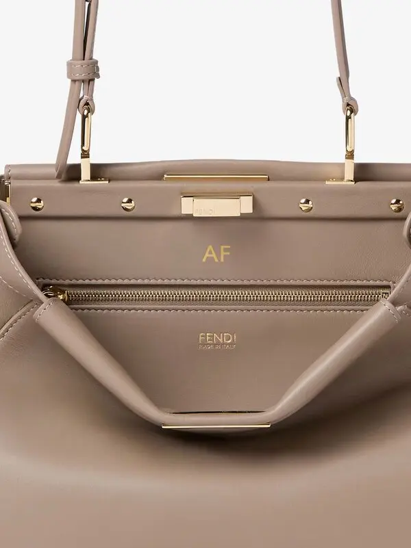 Fendi My Peekanno Small Leather Shoulder Bag - Beige