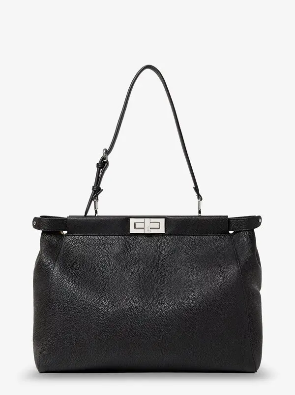 Fendi My Peekaboo Large Leather Crossbody Bag - Black