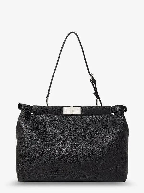 Fendi My Peekaboo Large Leather Crossbody Bag - Black