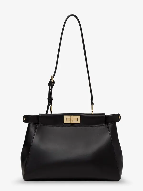 Fendi My Peekaboo Small Leather Shoulder Bag - Black