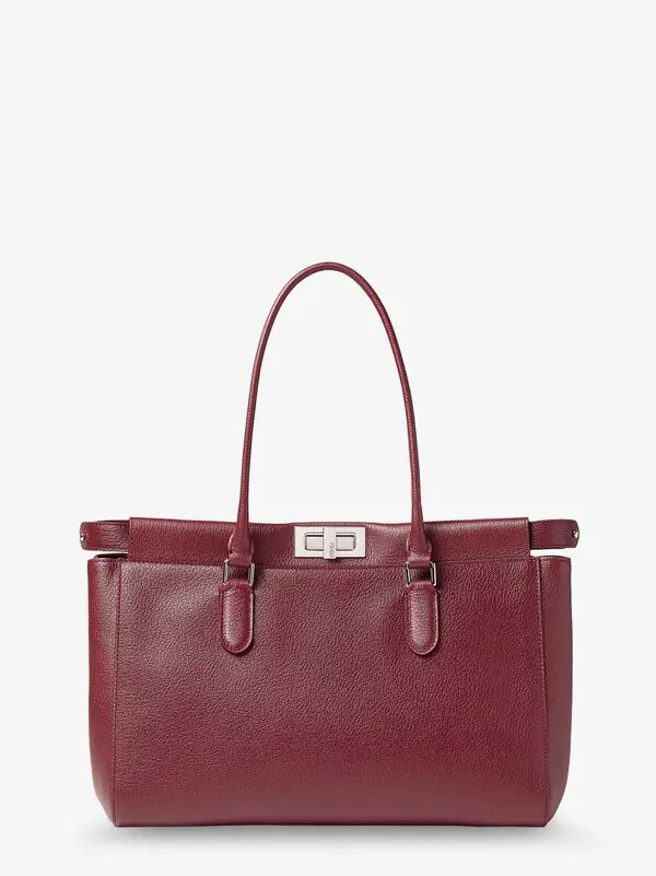 Fendi Peekaboo Tote Leather Shoulder Bag - Red