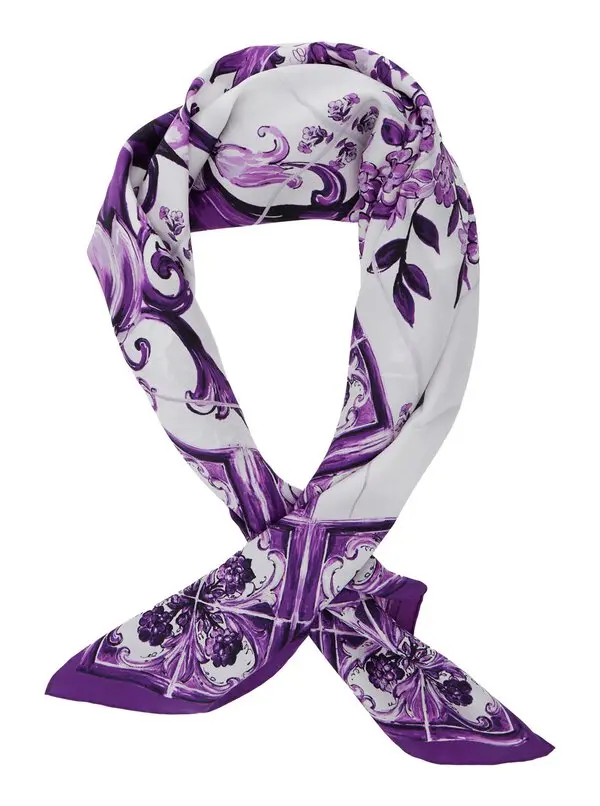 Dolce & Gabbana Dolce Gabbana Majolica Printed Finished Edge Scarf - Multicolor