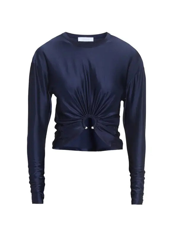 Rabanne Jersey Ring Crop Top - Deep Navy