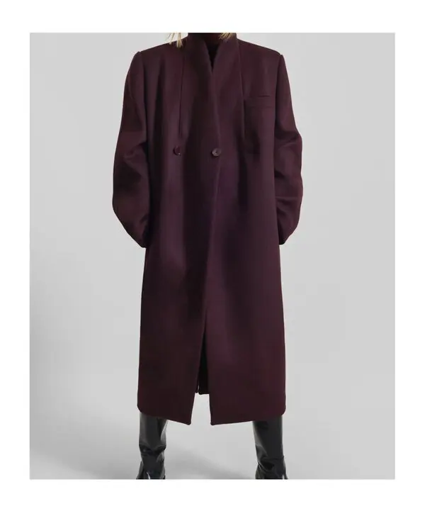 THE FRANKIE SHOP Brea Collarless Coat Burgundy