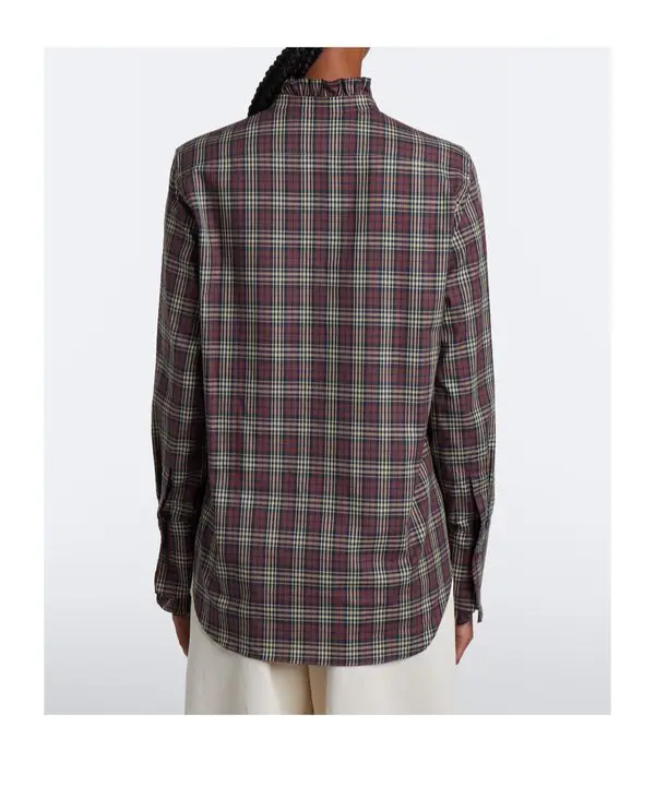 NILI LOTAN Elio Ruffled Checked Cotton Shirt