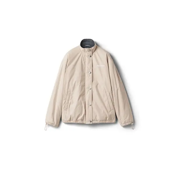Miu Miu Panama Cotton And Fleece Blouson Jacket - Limestone