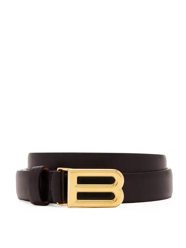 Balenciaga Bolero B Belt In Smooth Mocha Calfskin With Antique Gold-tone Hardware - Multicolor