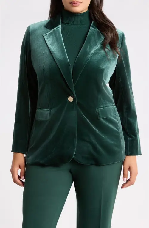 Anne Klein One-button Notch Collar Velvet Blazer
