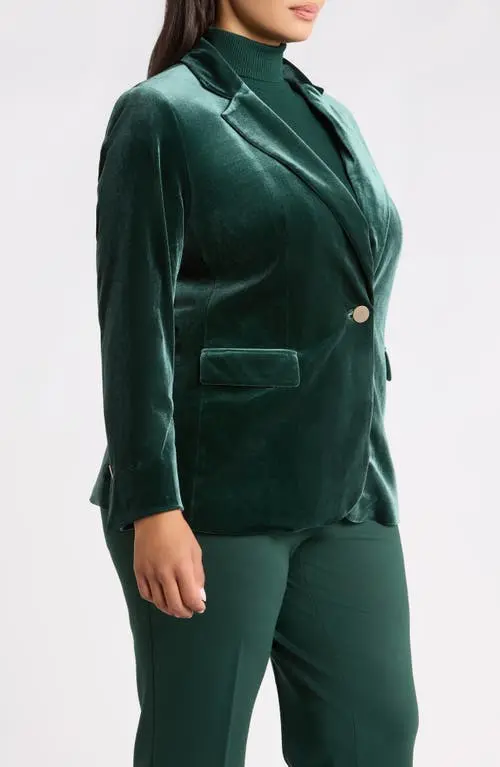 Anne Klein One-button Notch Collar Velvet Blazer