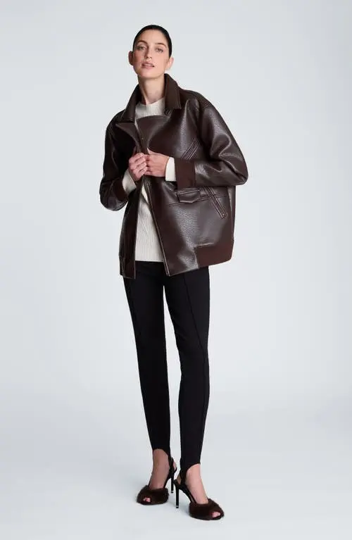 KENNETH COLE Oversized Raw Edge Faux Leather Moto Jacket