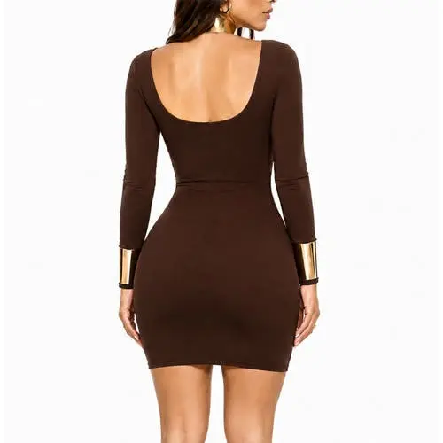 LECHERY® X Yahaira Contour Mini Bodycon Dress With Long Sleeve
