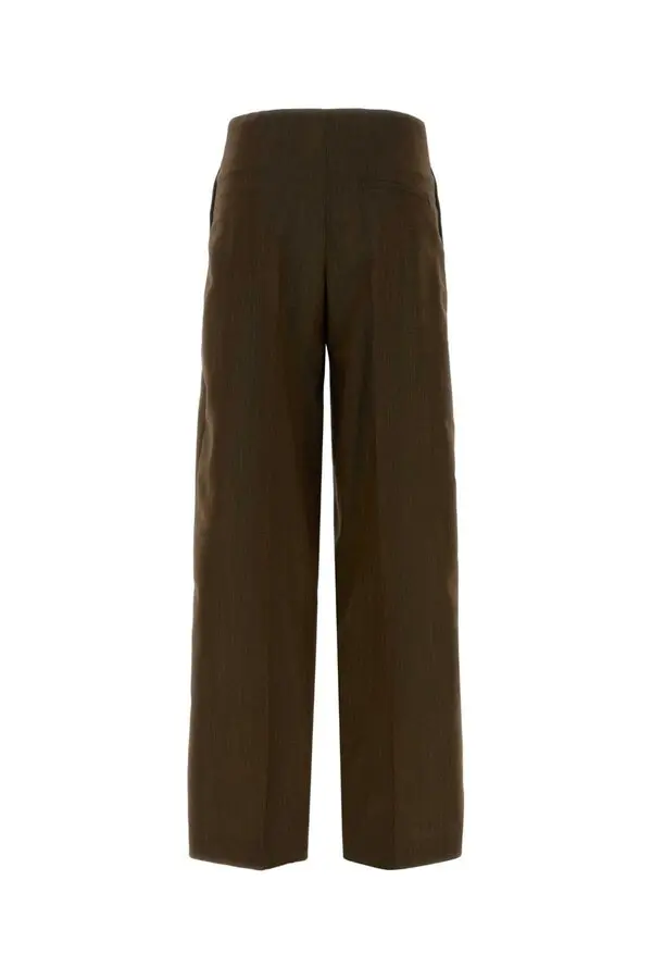Alberta Ferretti Mud Twill Wide-leg Pant