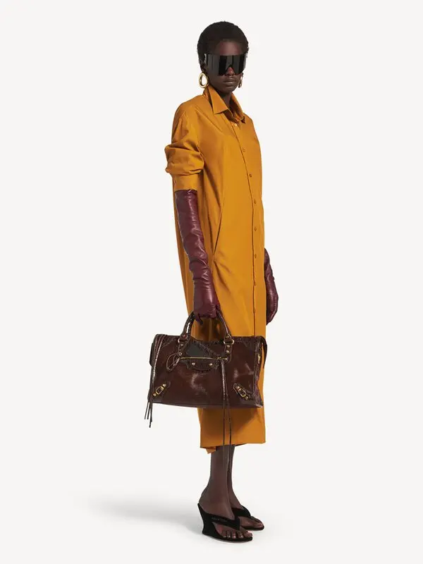 Balenciaga Borsa Le City Media In Cavallino E Pelle Arena - Brown