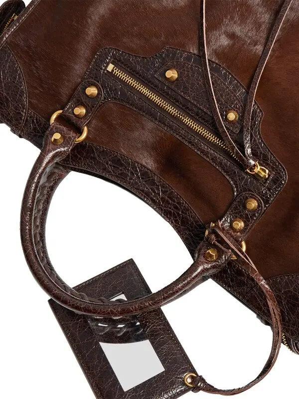 Balenciaga Borsa Le City Media In Cavallino E Pelle Arena - Brown