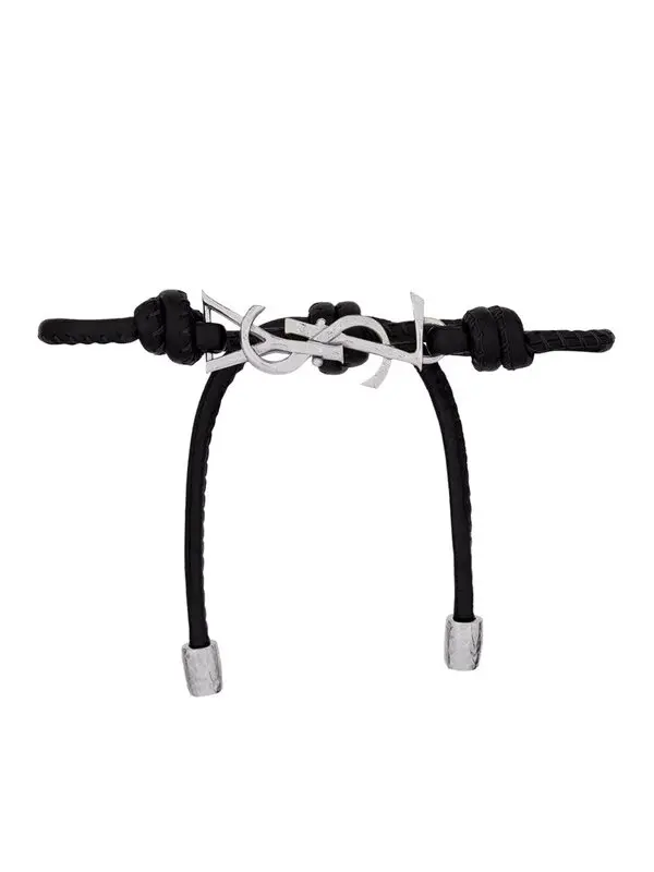 Saint Laurent Cassandre Bracelet With Leather Cord - Multicolor