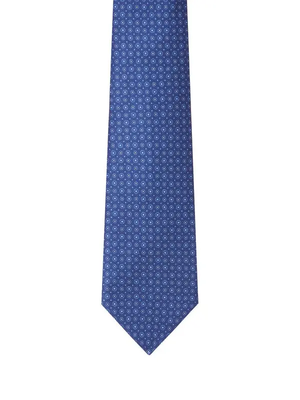 Kiton Fabric Tie With Micro Geometric Pattern - Blue