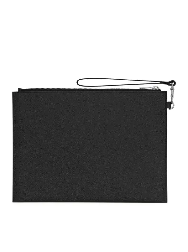 Saint Laurent Tablet Holder With Zip In Grain De Poudre Embossed Leather