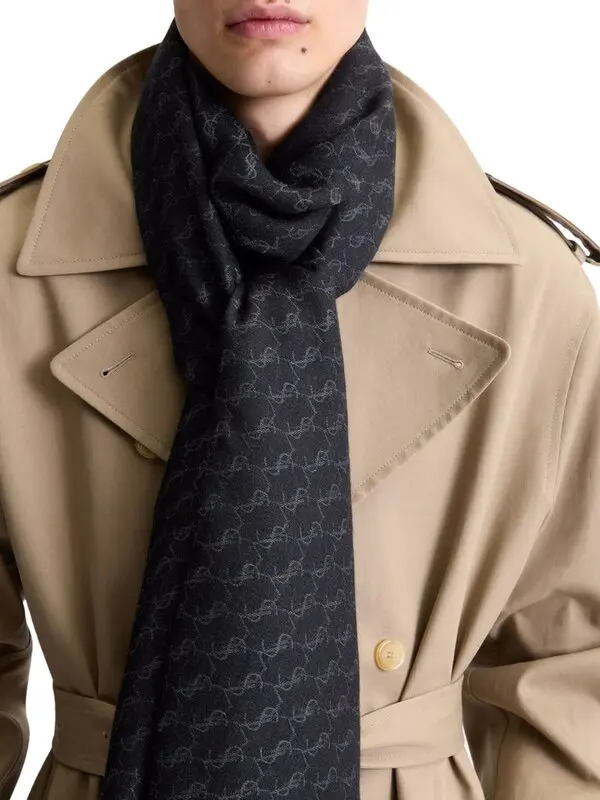 Saint Laurent Cassandre Scarf In Cashmere And Silk Jacquard