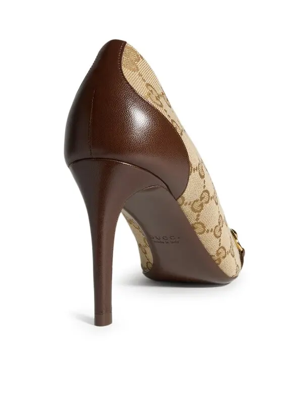 Gucci Women`s Gg Leather And Fabric Décollet