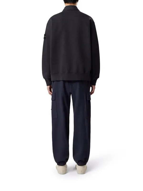 Stone Island Cotton Polo-style Sweatshirt With Badge
