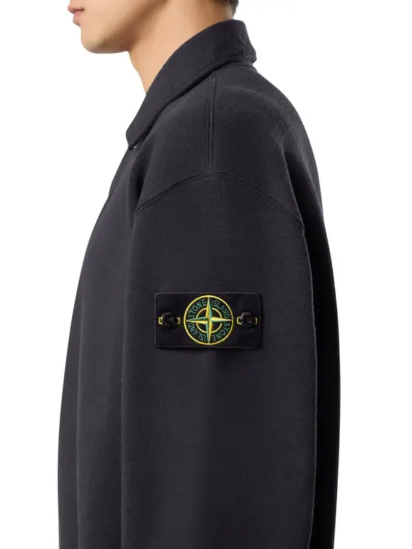 Stone Island Cotton Polo-style Sweatshirt With Badge