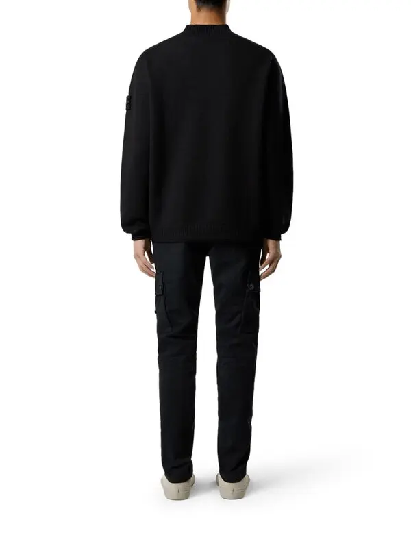 Stone Island Rws Felted Wool Sweater With Raglan Sleeves - Black