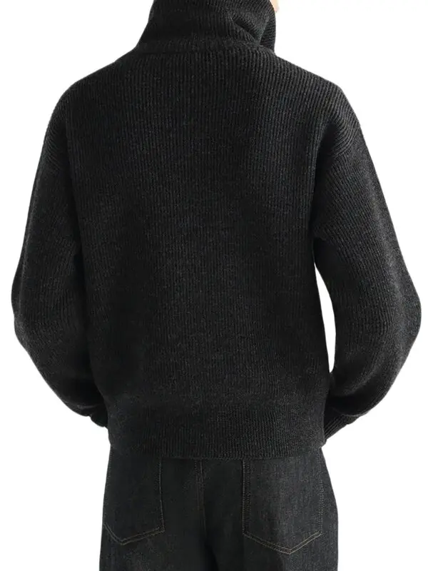 LEMAIRE Zip-up Wool Cardigan With A Mélange Effect