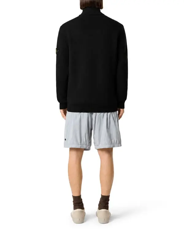 Stone Island Oversized Zip-up Sweater With Pockets - Black