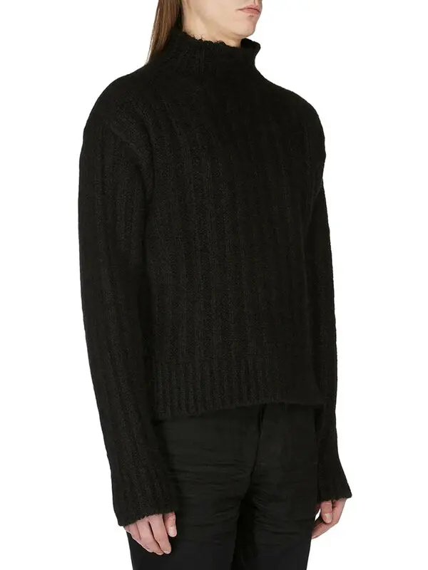Rick Owens Knitted High-neck Sweater - Black