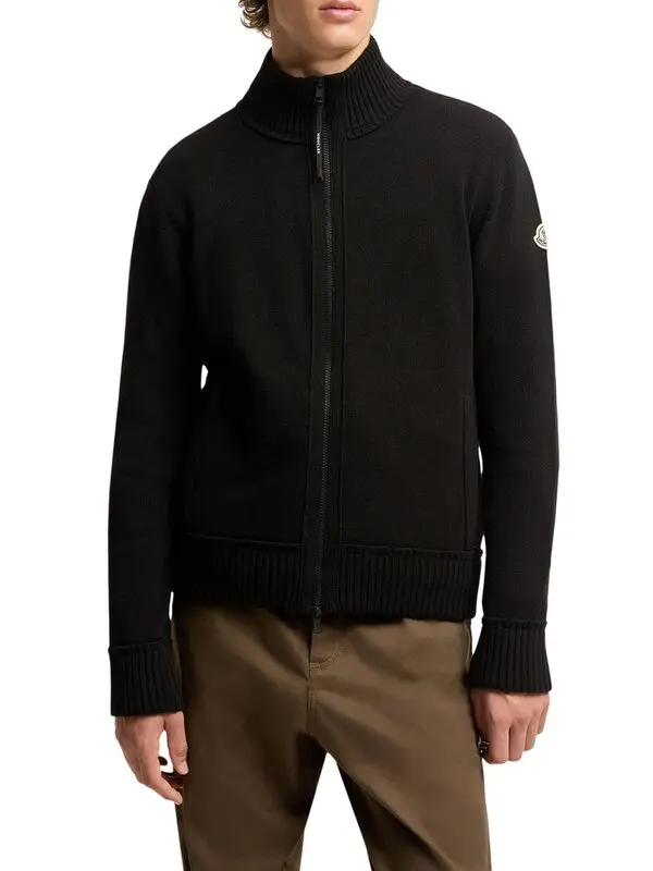 Moncler Zip-up Cardigan In Wool And Cashmere