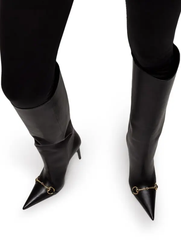 Gucci Leather Slip-on Boots With Horsebit