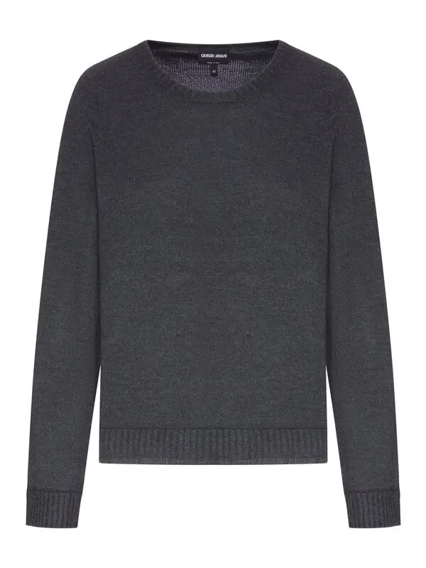 Giorgio Armani Anthracite Grey Crew-neck Sweater - Gray