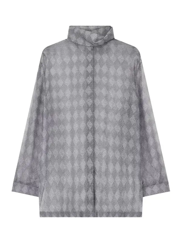 Giorgio Armani Silk High-neck Blouse With Diamond Print